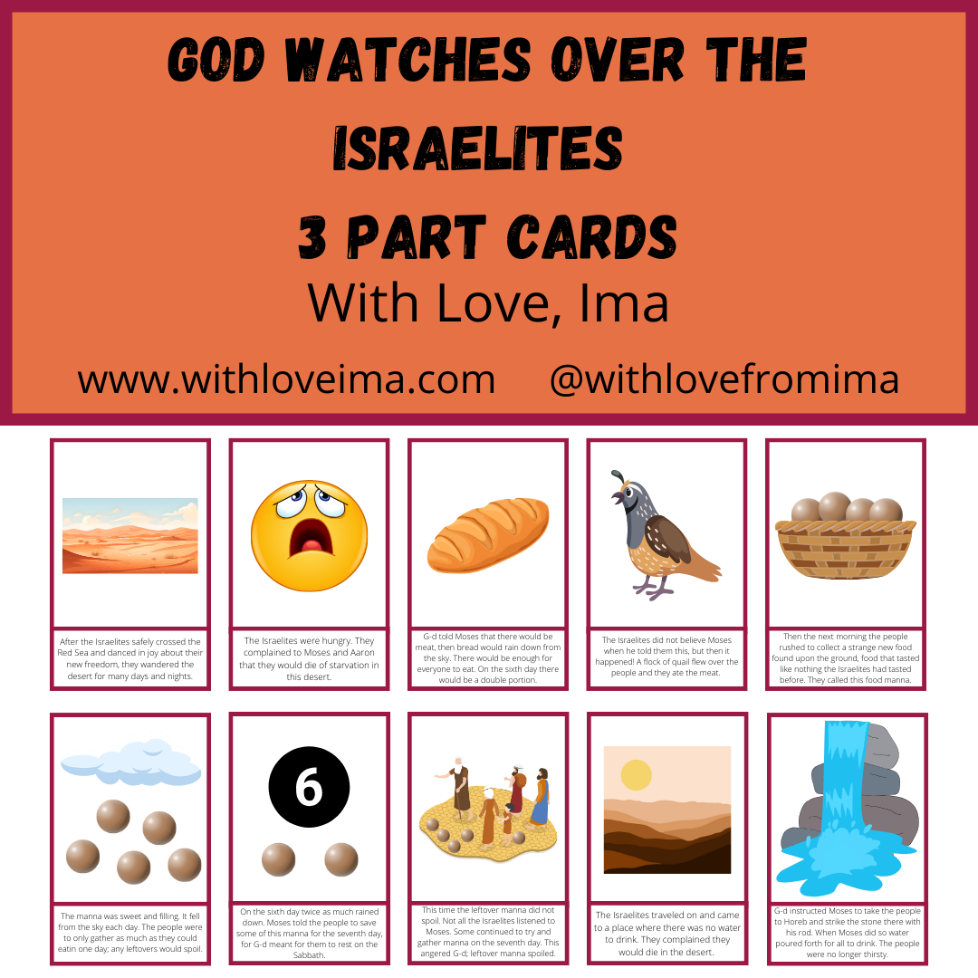 God Watches Over the Israelites 3 Part Cards – Lee Laa Lou