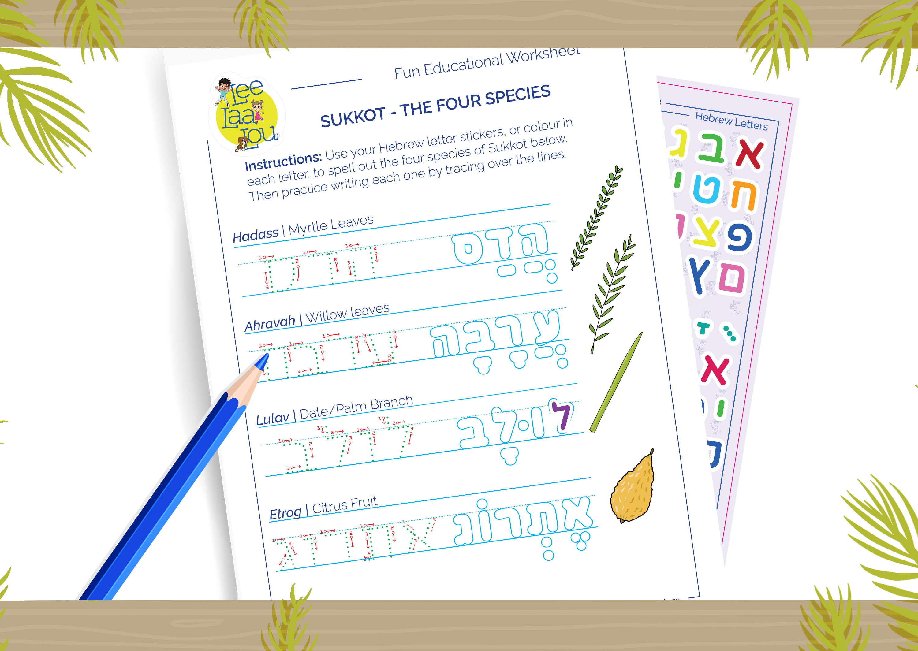 Sukkot Worksheet - The Four Species – Lee Laa Lou
